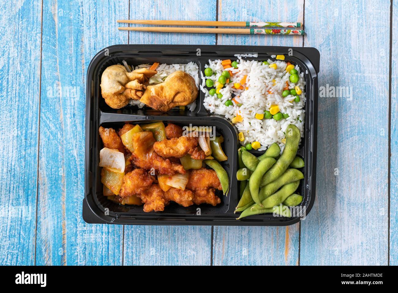 Take Away Japanese Food Bento Box Menu Set with Chicken, Fried ...