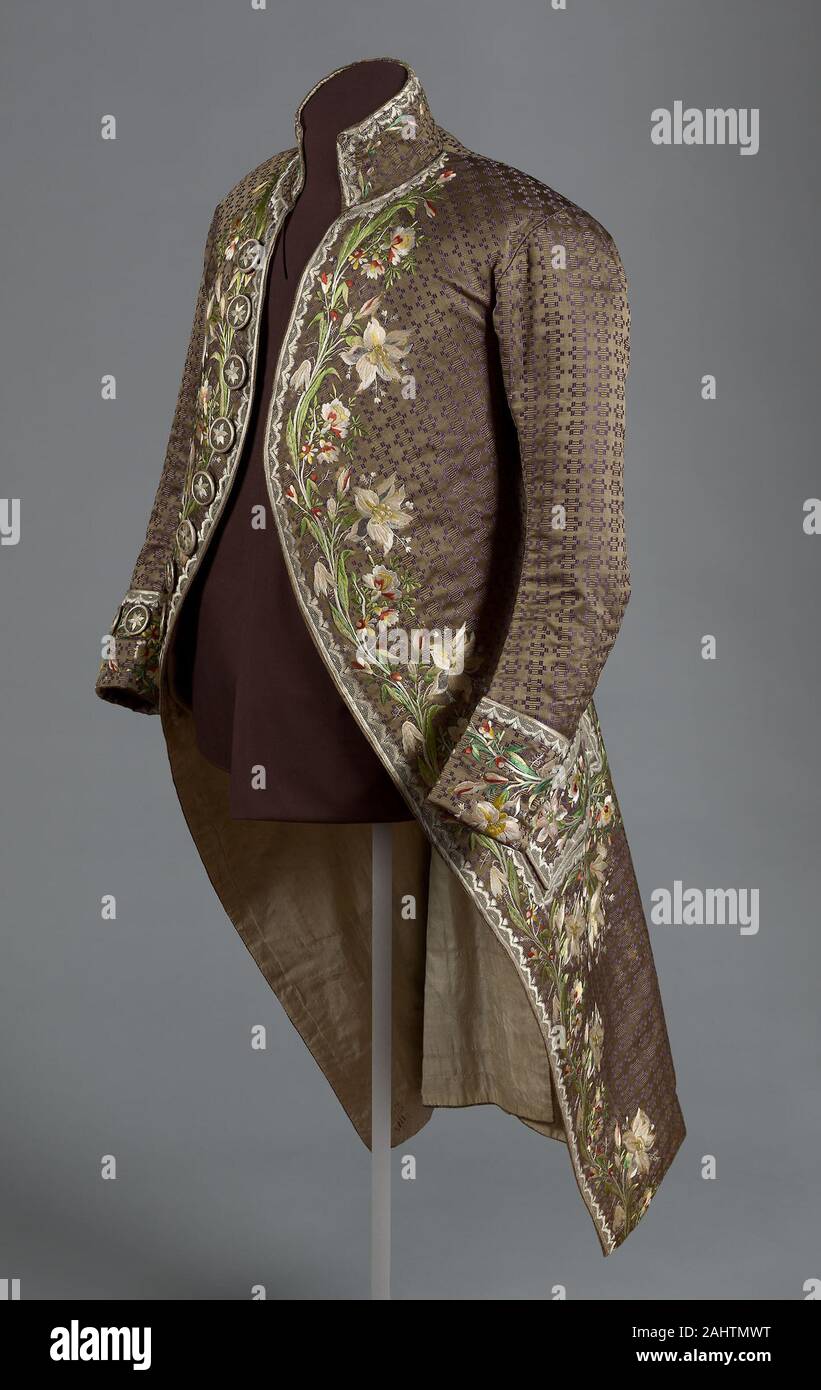 Man's Coat. 1780–1790. France. Silk, compound weave; embroidered with ...
