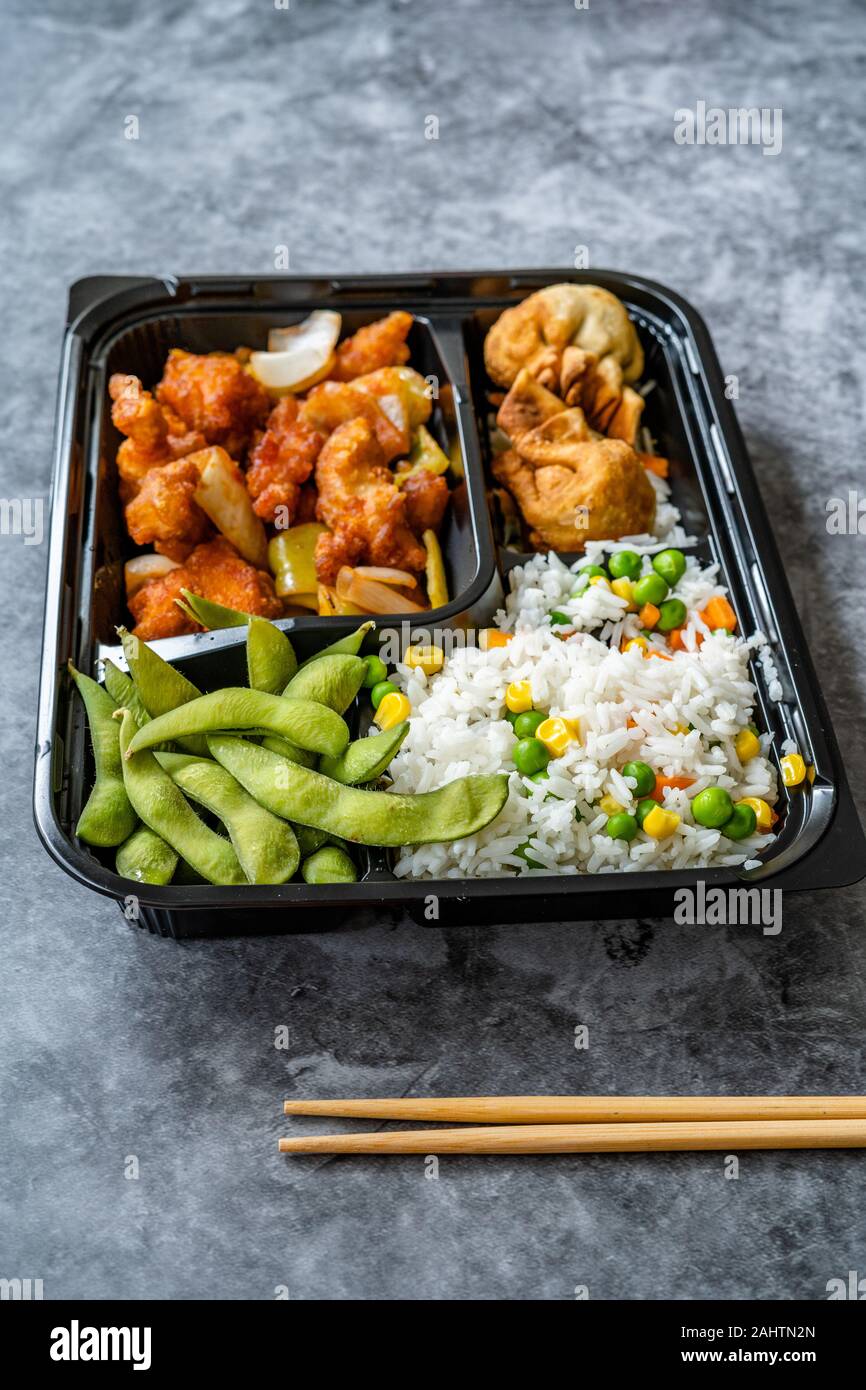 Take Away Japanese Food Bento Box Menu Set with Chicken, Fried ...
