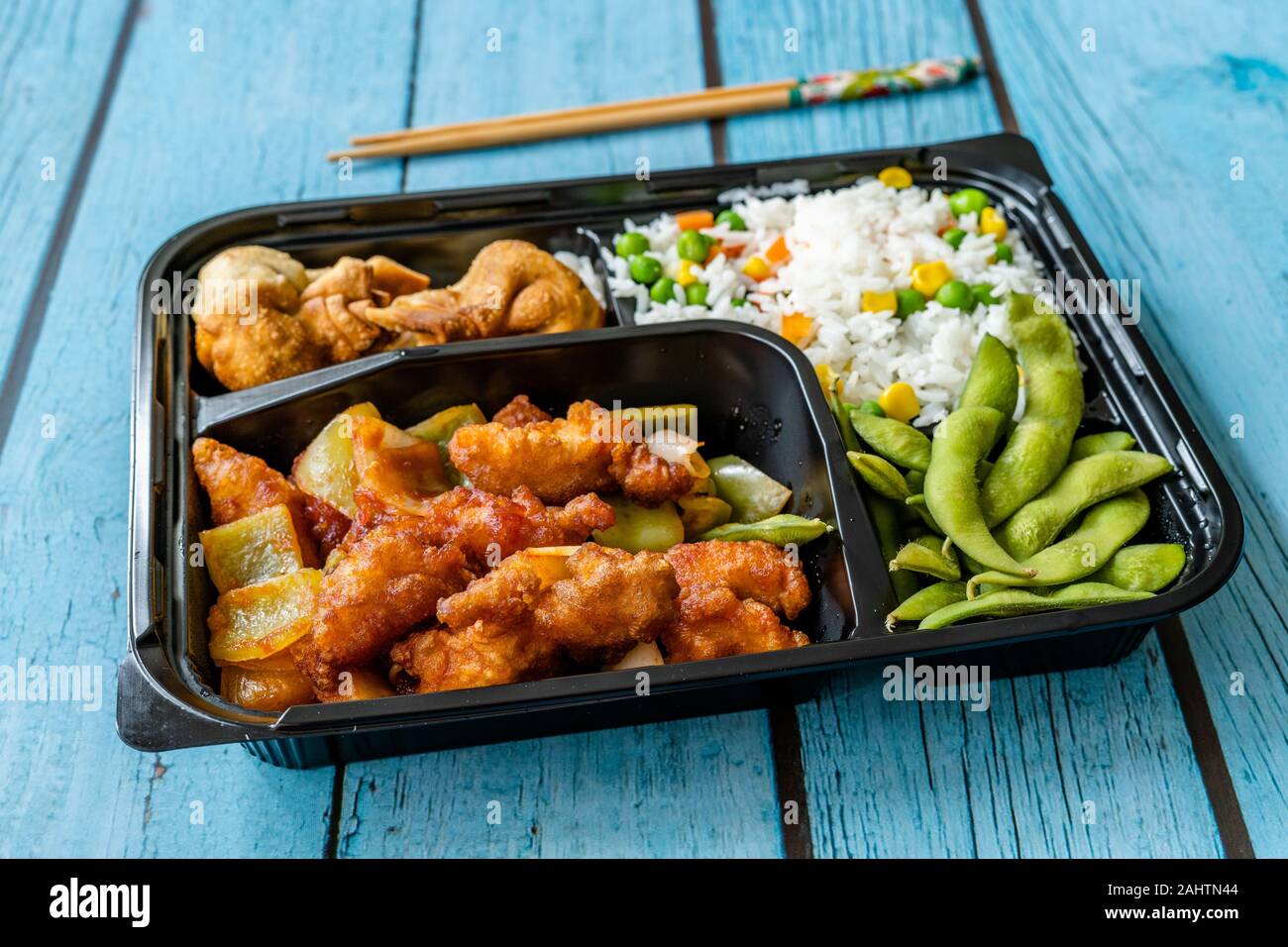 Take Away Japanese Food Bento Box Menu Set with Chicken, Fried ...