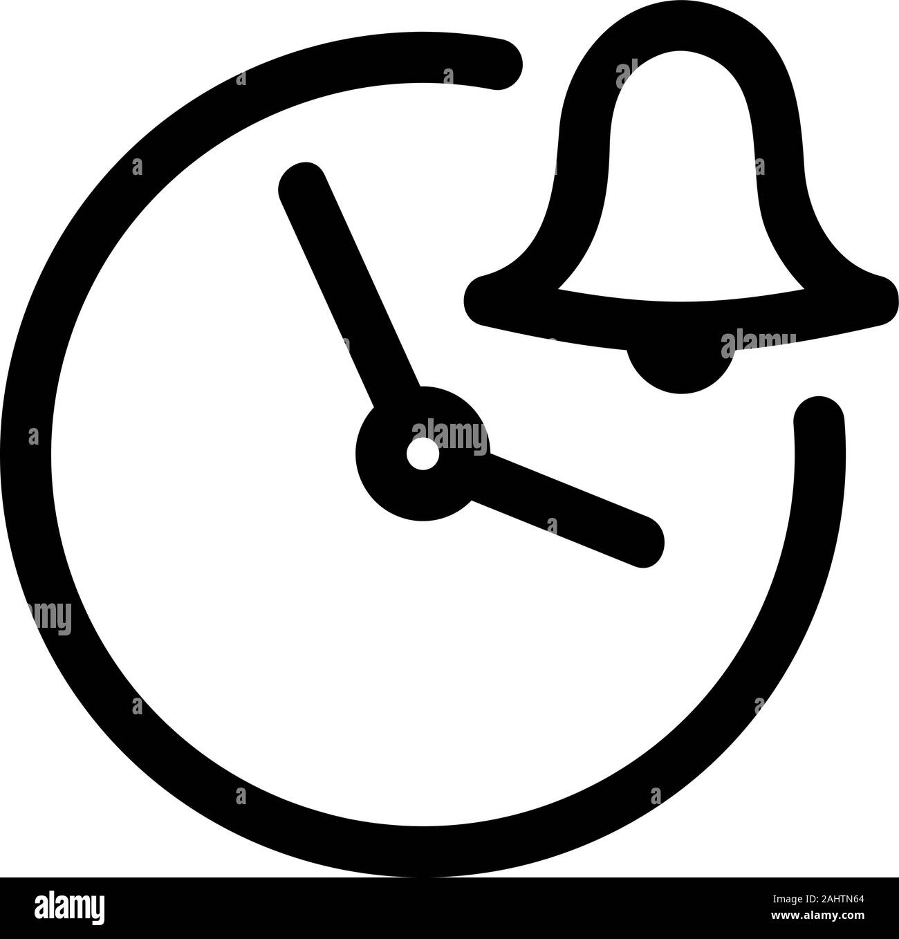 Setting the alarm clock icon vector. Isolated contour symbol ...