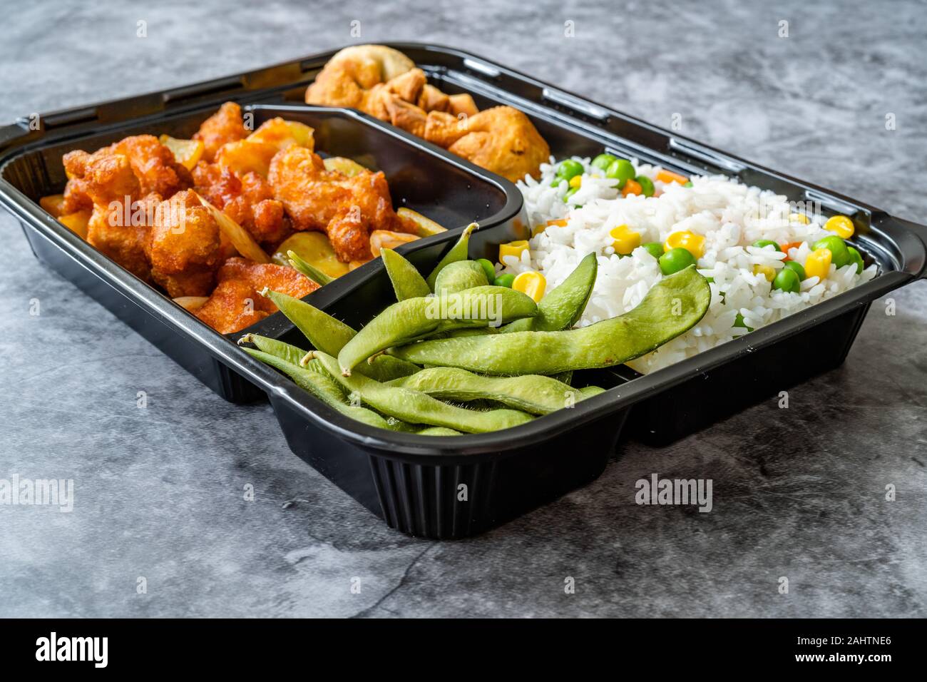 Take Away Japanese Food Bento Box Menu Set with Chicken, Fried ...