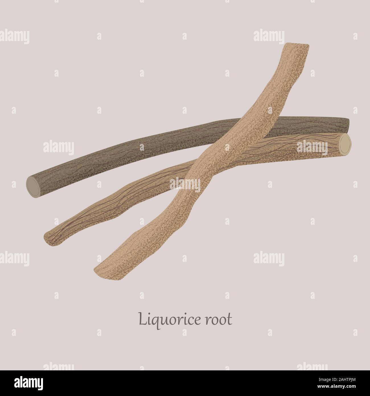 Brown sticks of licorice root sweet on a gray background Stock Vector ...