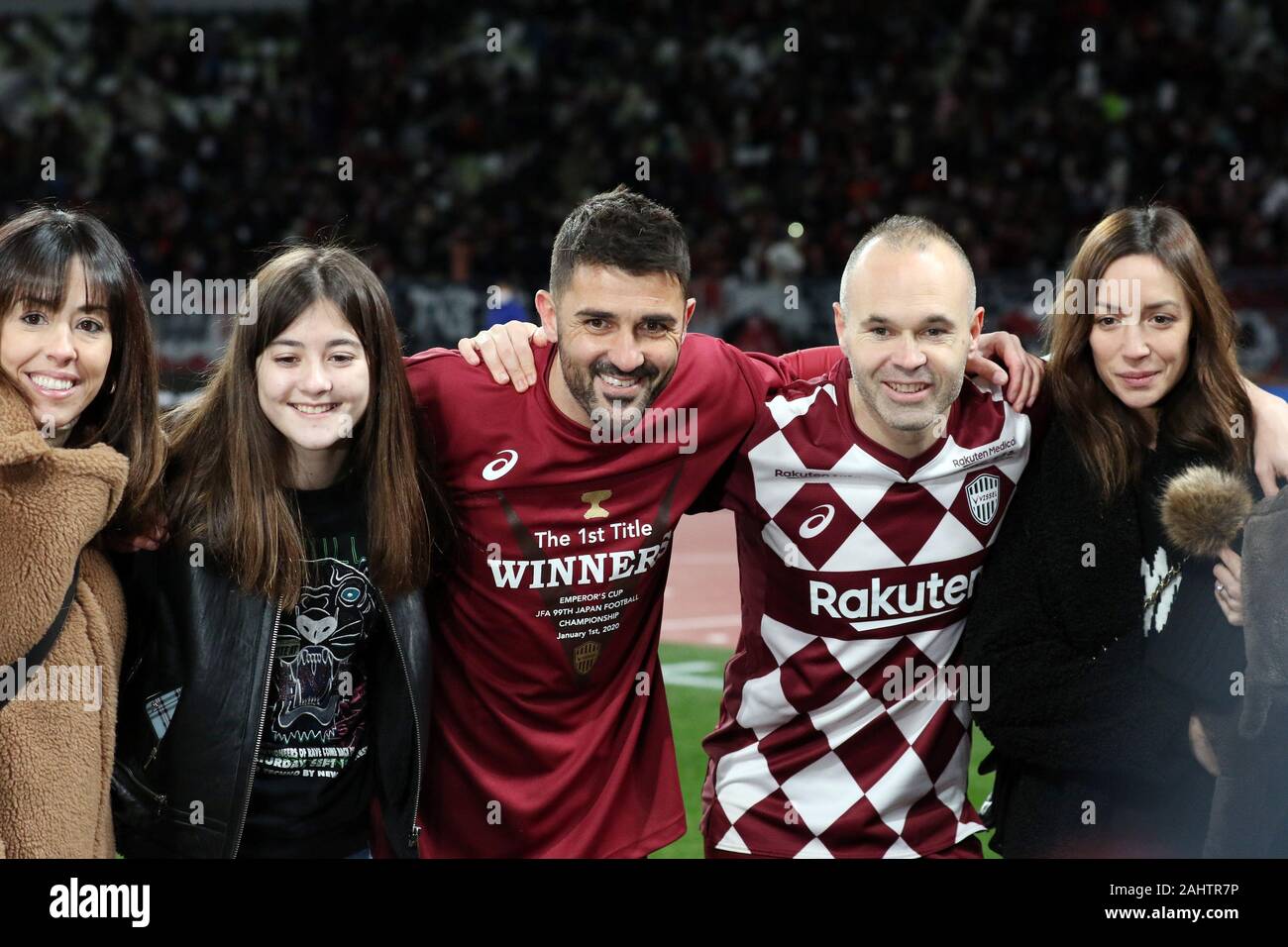 Tokyo, Japan. 1st Jan, 2020. Spanish football stars Andres Iniesta (2nd ...