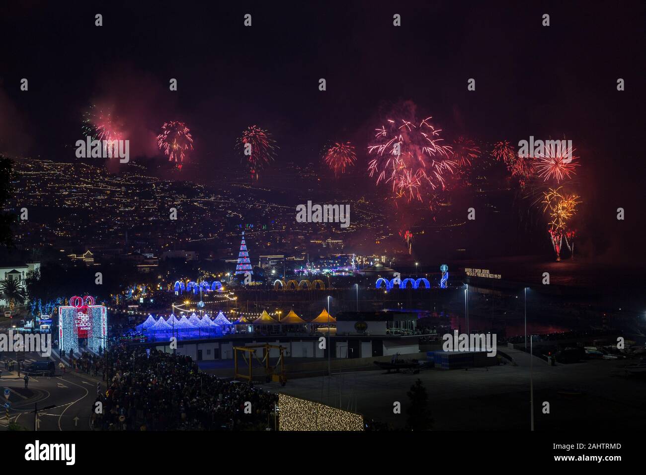 Magnificent New Year fireworks in Funchal, Madeira Island, Portugal ...