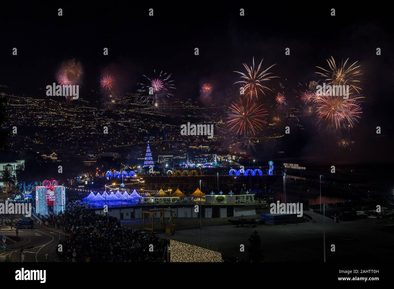 Magnificent New Year fireworks in Funchal, Madeira Island, Portugal ...