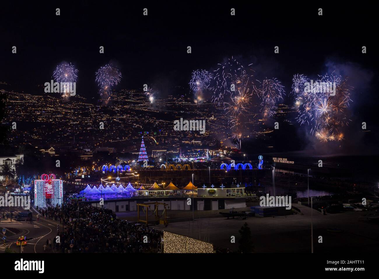 Magnificent New Year fireworks in Funchal, Madeira Island, Portugal ...