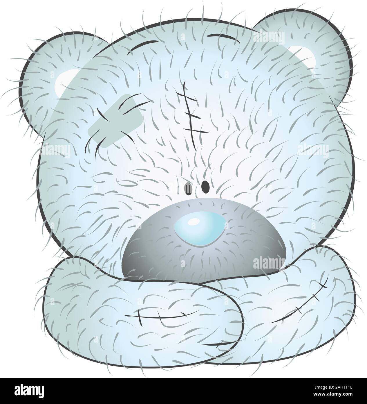 Cute cartoon blue teddy bear on white background Stock Vector Image ...