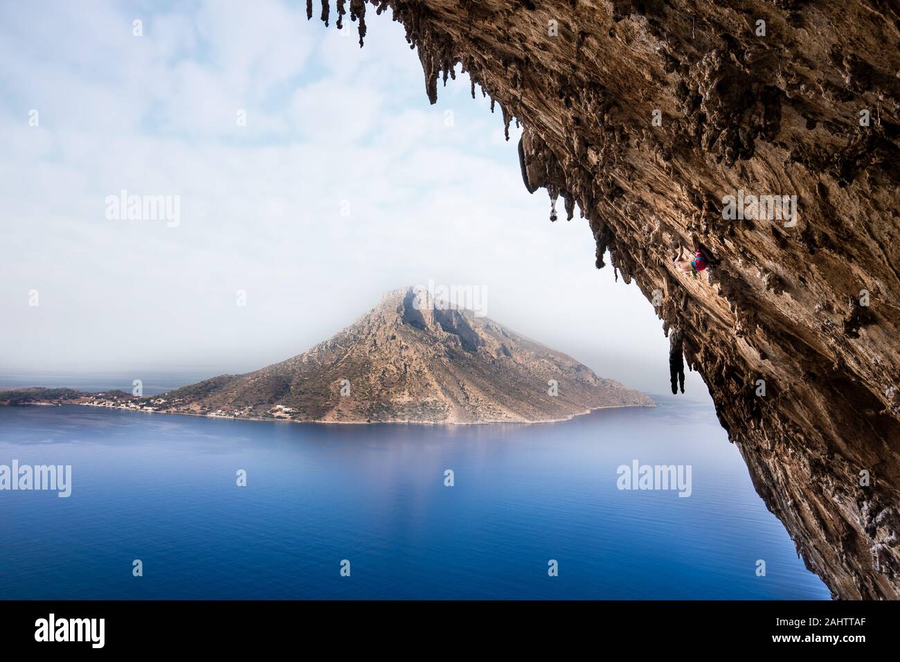 Man Rock Climbing Challenging Routes in Dramatic Grande Grotte Cave on ...