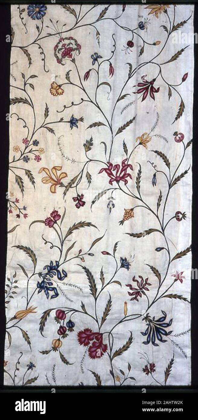Panel. 1701–1725. England. Cotton and linen, twill weave; embroidered ...