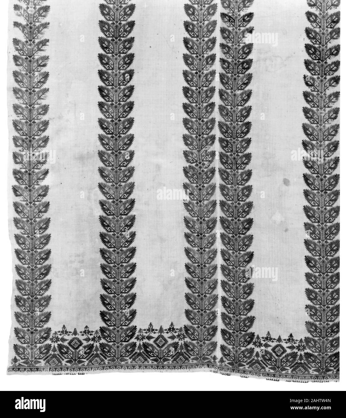 Curtain (For a Bed). 1601–1700. Pátmos. Linen, plain weave; embroidered ...
