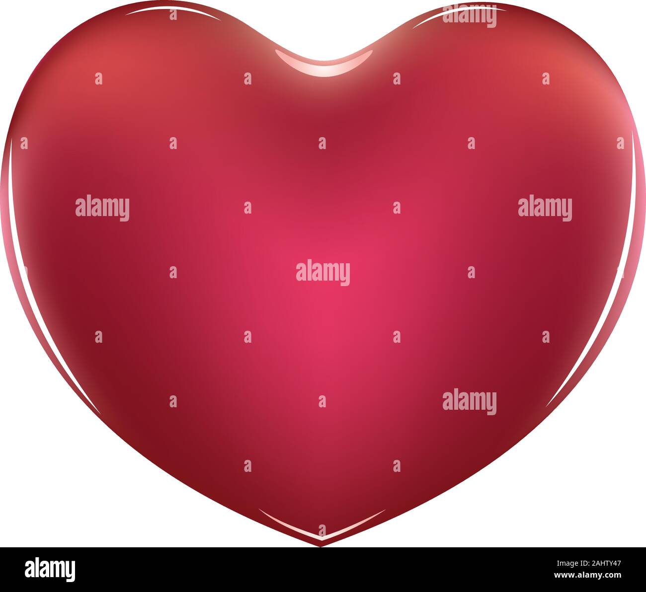 Red glossy heart icon, illustration on white background Stock Vector ...