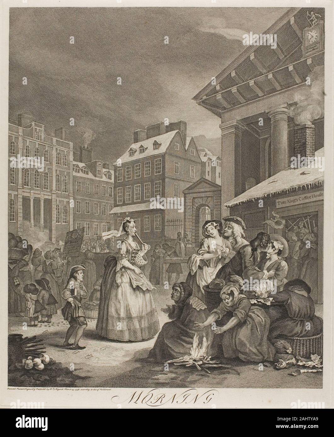 William Hogarth. Morning, plate one from The Four Times of the Day ...