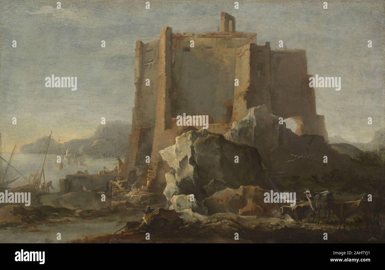 Domenico Gargiuli (Micco Spadaro). Landscape with Rock and Fortress ...