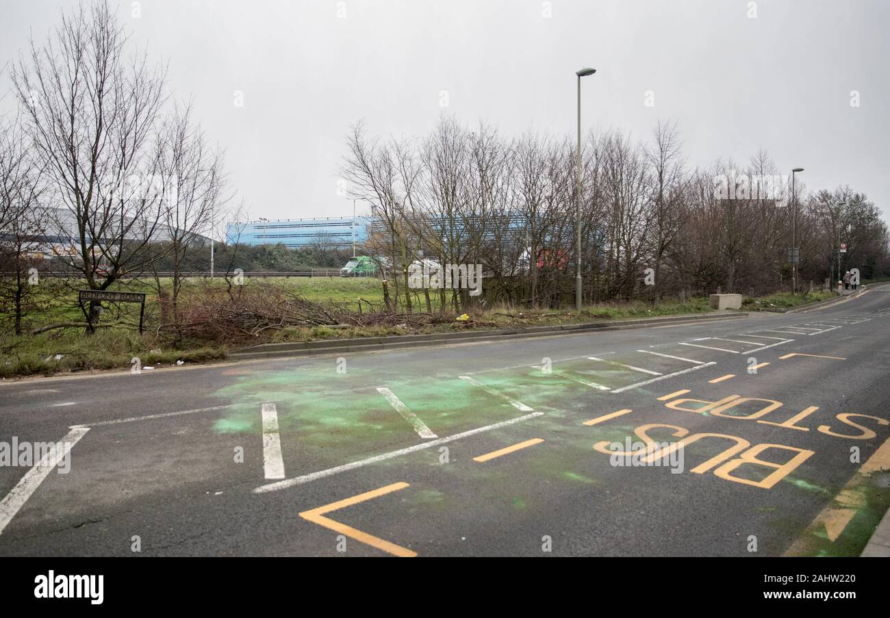 The scene in Stanwell, Surrey where three people were killed and a ...
