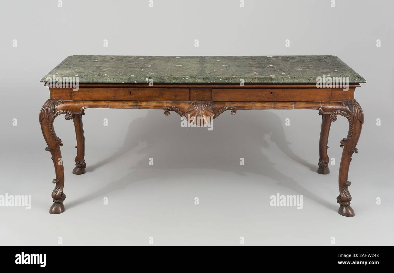 Table. 1715–1725. London. Walnut; marble or other stone top (likely ...