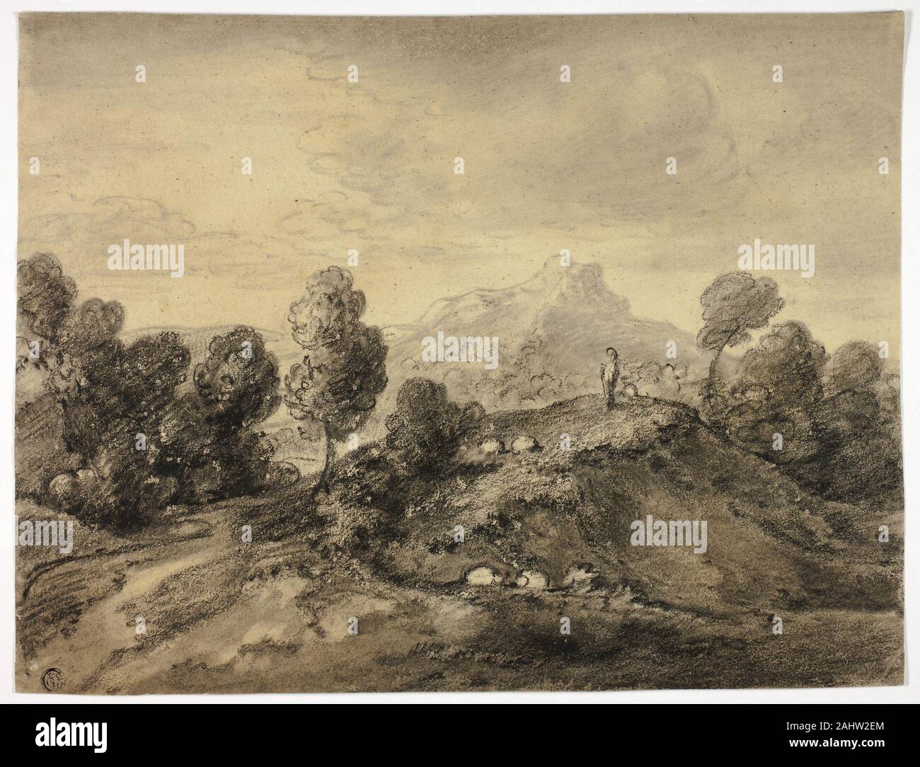 Style of Thomas Gainsborough. Hilly Landscape with Shepherd and Flock ...