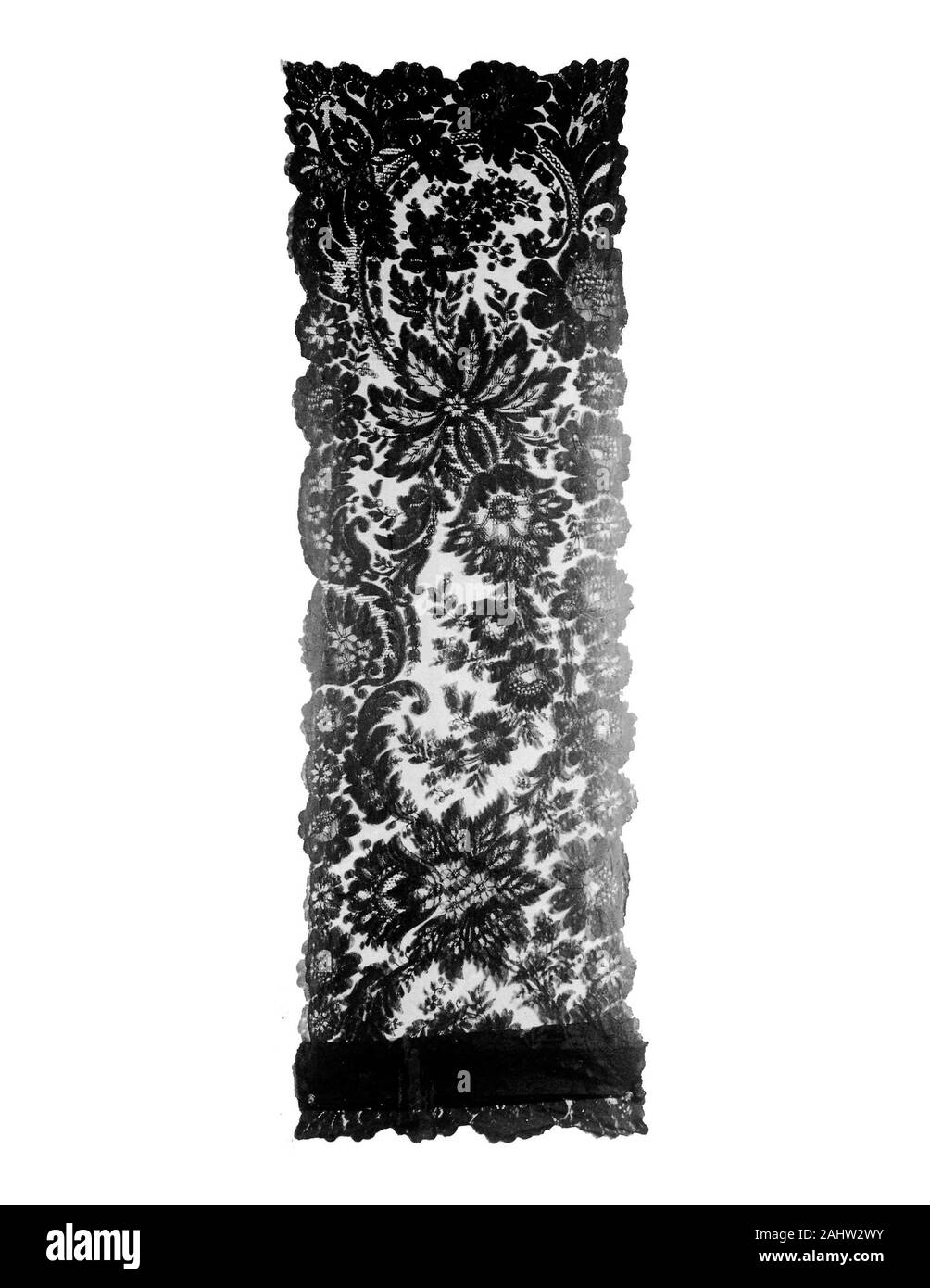 Stole. 1870–1880. England. Silk, Pusher machine lace imitation of ...