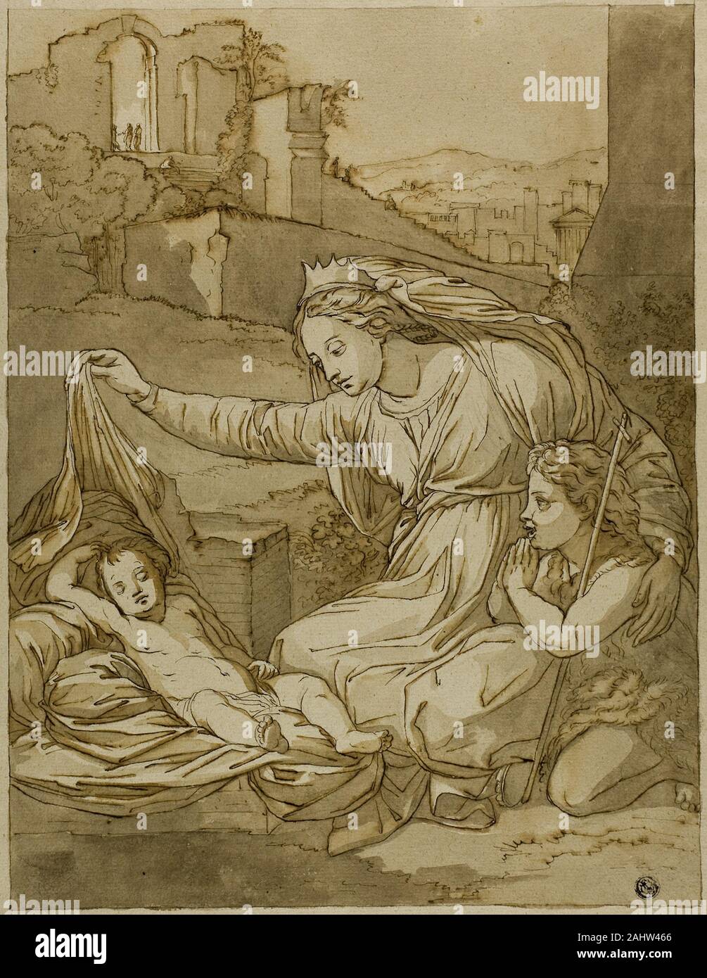 Raphael. Virgin and Sleeping Christ Child with the Infant John the ...