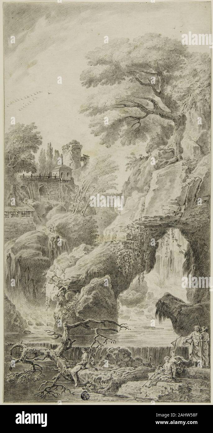 Johann Samuel Bach. Figures in a Rocky Landscape with Waterfall. 1700 ...