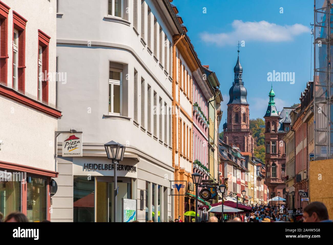 Nice street level view of the main street with shops and restaurants in ...
