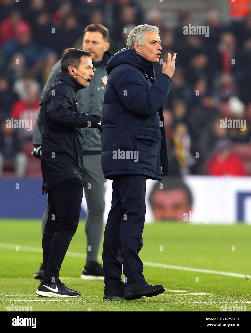 Tottenham Hotspur manager Jose Mourinho gestures on the touchline ...