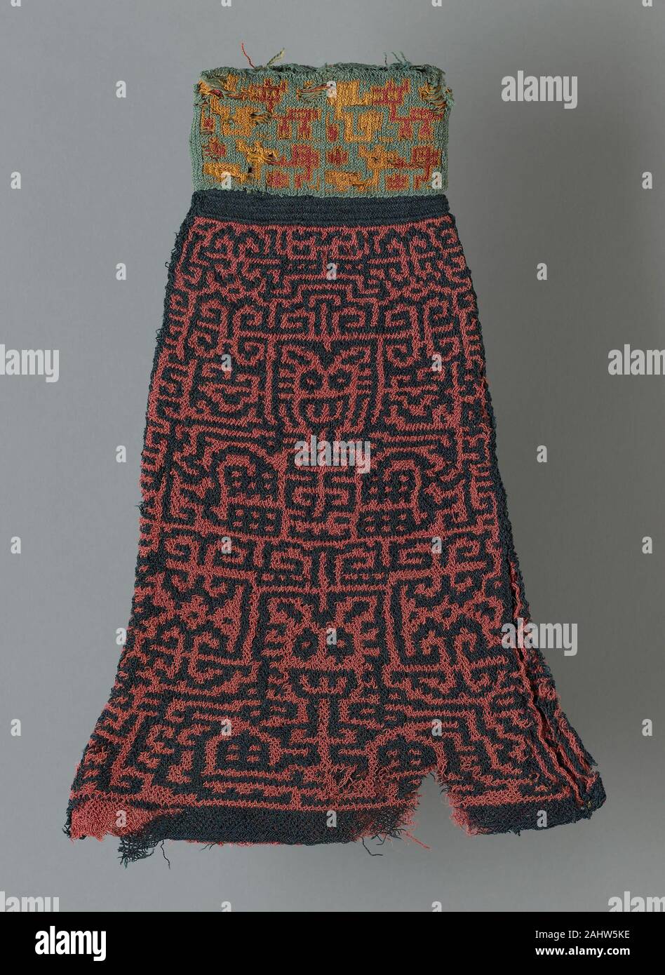 Wool camelid oblique interlinked and interlaced warp sprang hi-res ...