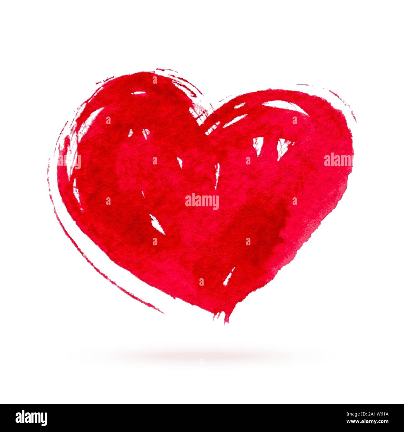 Watercolor red heart on white background vector Stock Vector Image ...