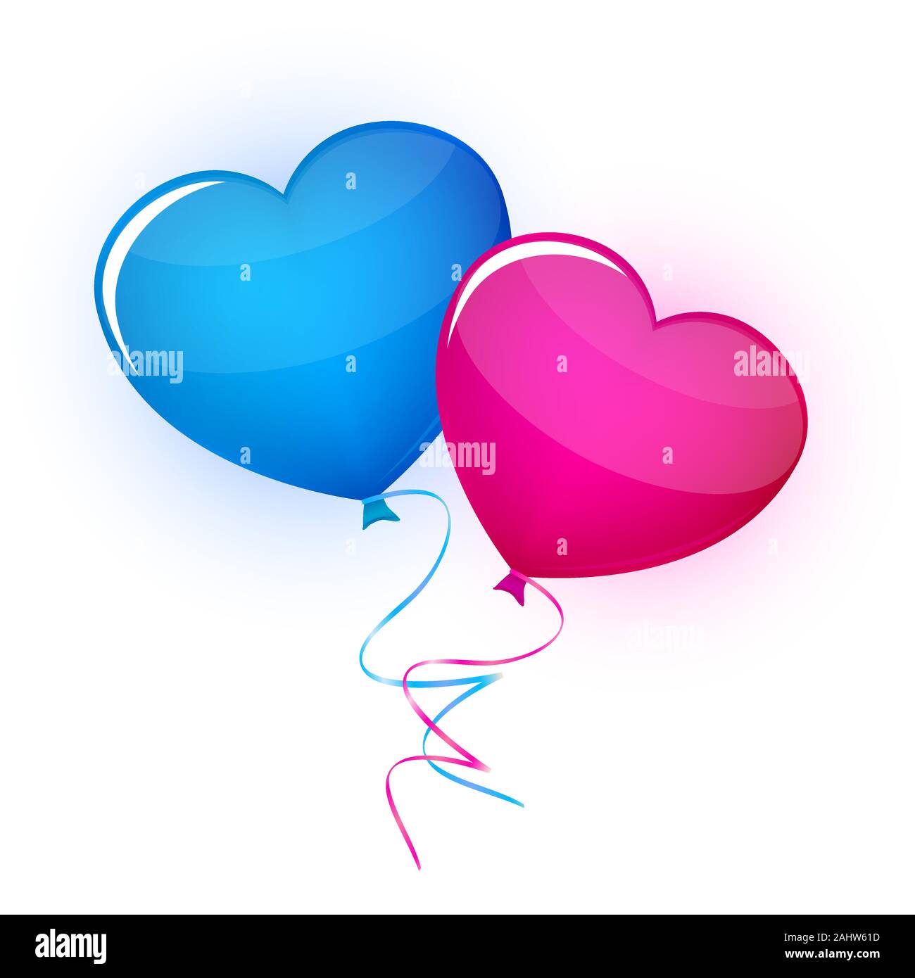 Two balloon hearts on white background vector Stock Vector Image & Art ...