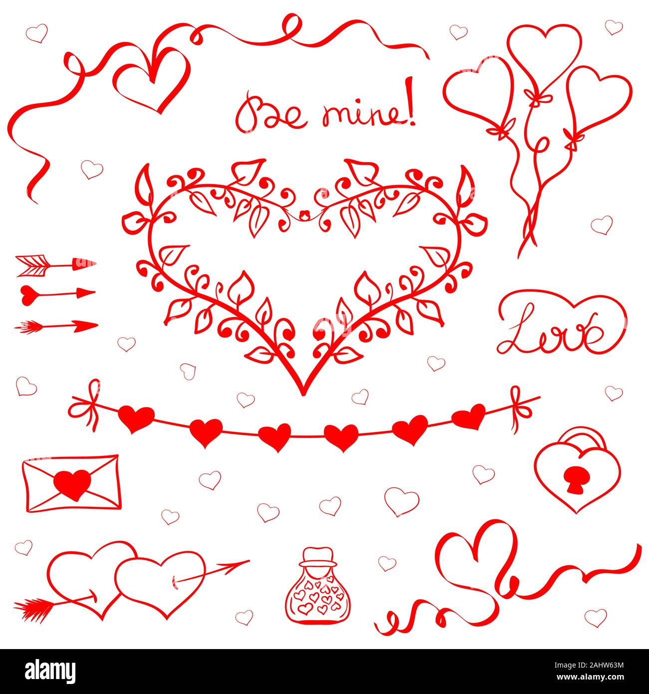 Valentines day doodles vector Stock Vector Image & Art - Alamy
