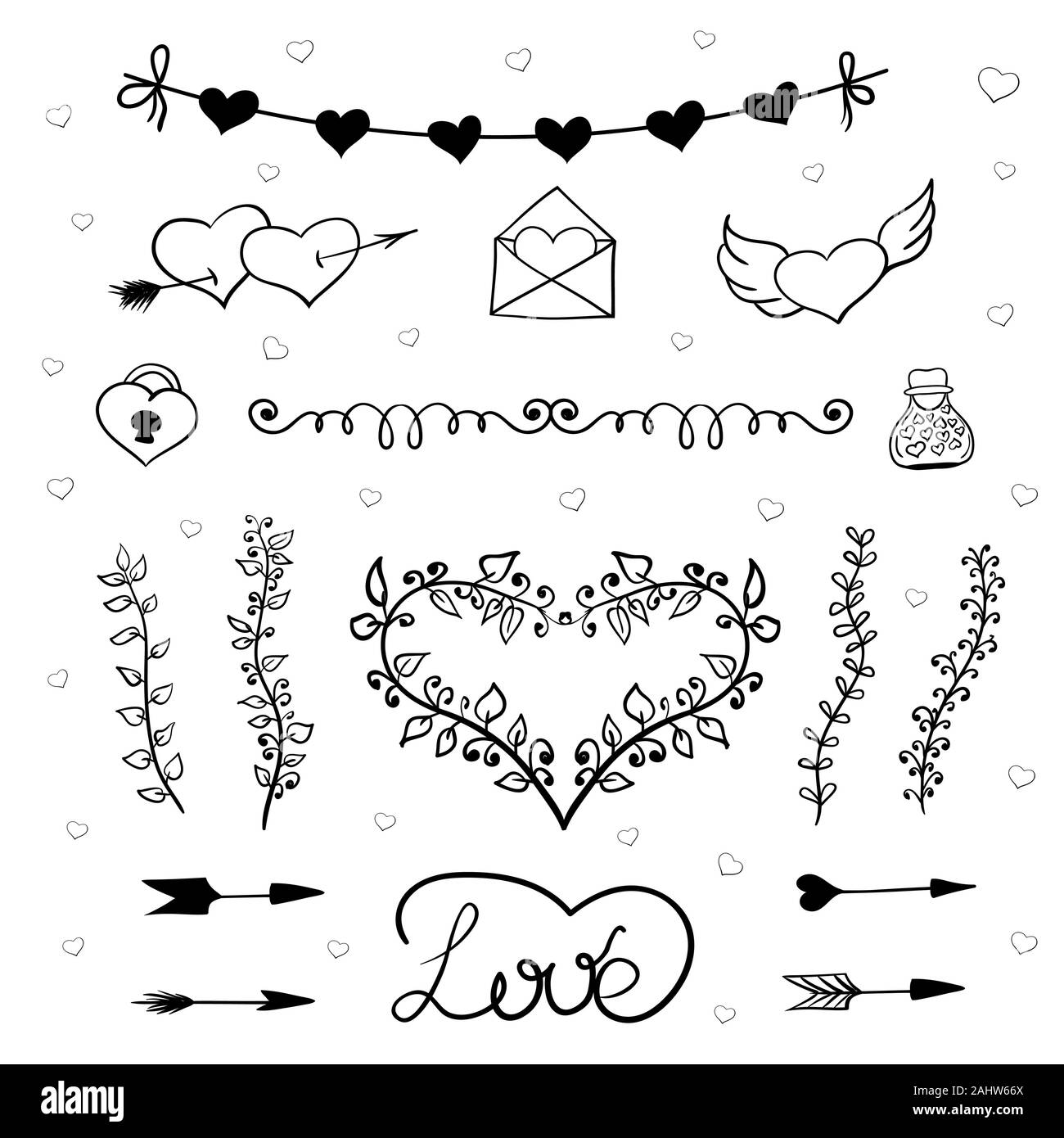 Valentines day doodles vector Stock Vector Image & Art - Alamy