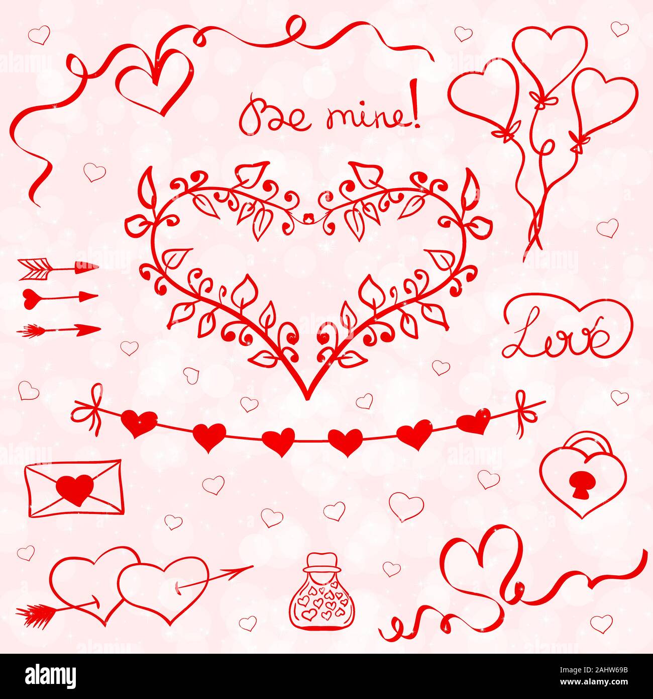 Valentines doodles vector Stock Vector Image & Art - Alamy