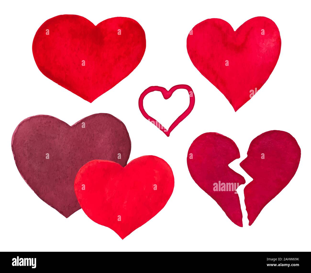 Watercolor set heart shape Stock Vector Images - Alamy
