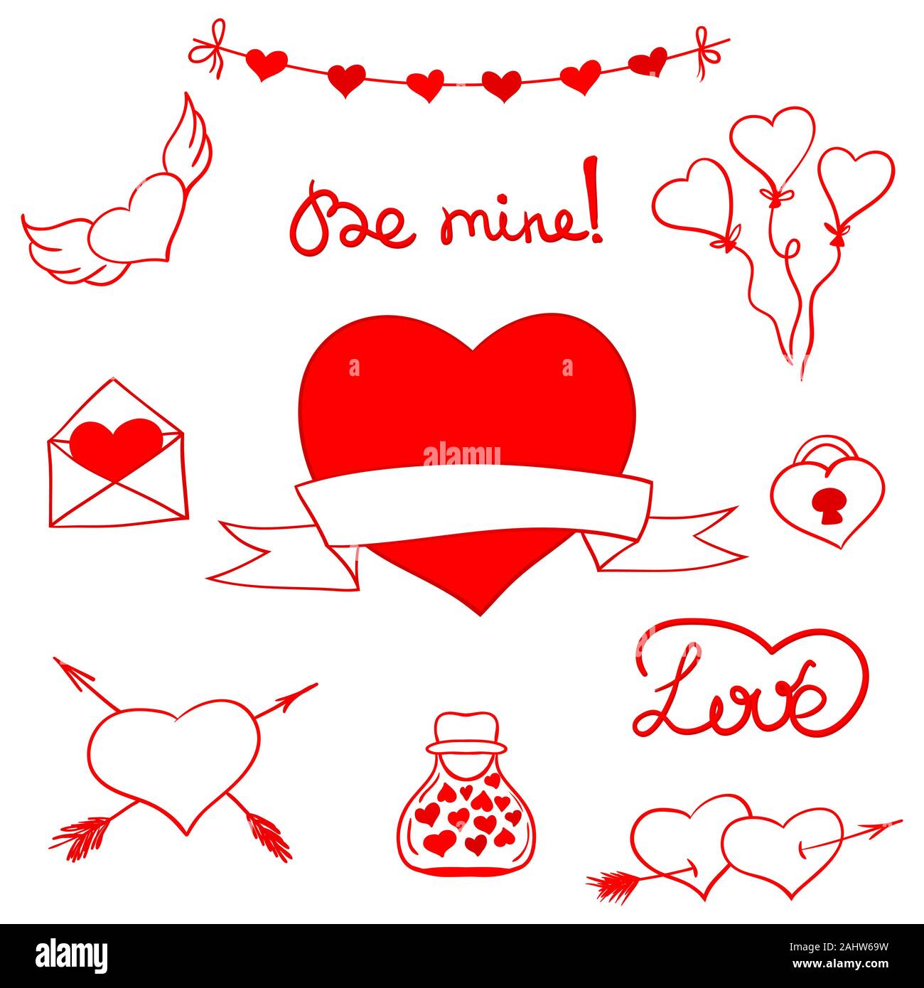 Valentines doodles vector Stock Vector Image & Art - Alamy