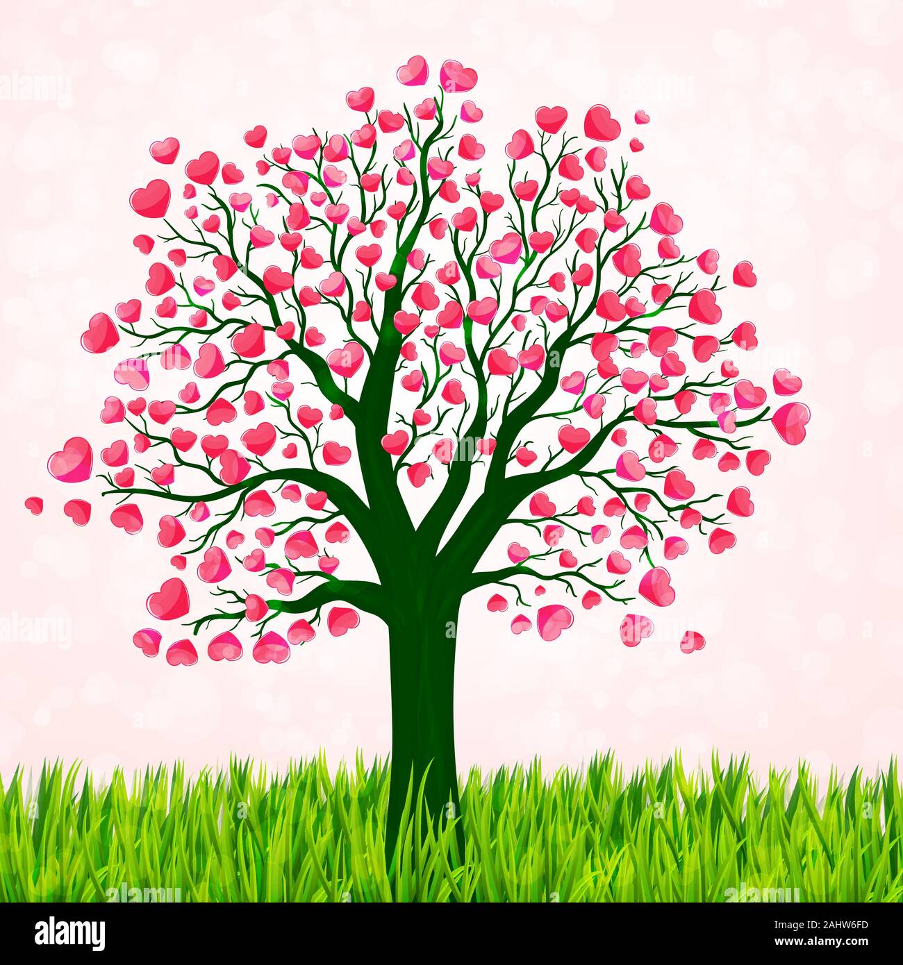 Valentines Day background with love tree vector Stock Vector Image ...