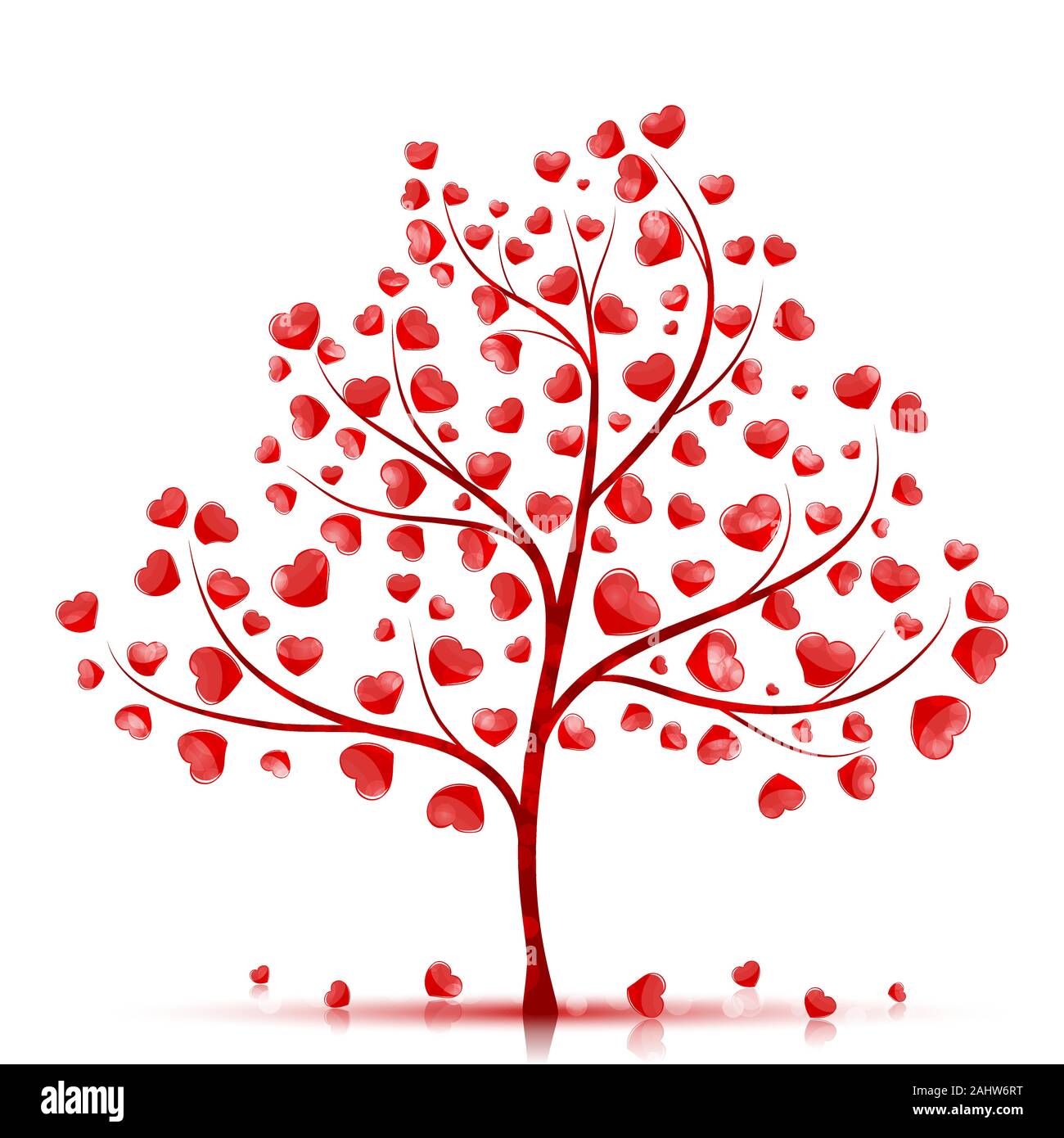 Red hearts tree vector background Stock Vector Image & Art - Alamy