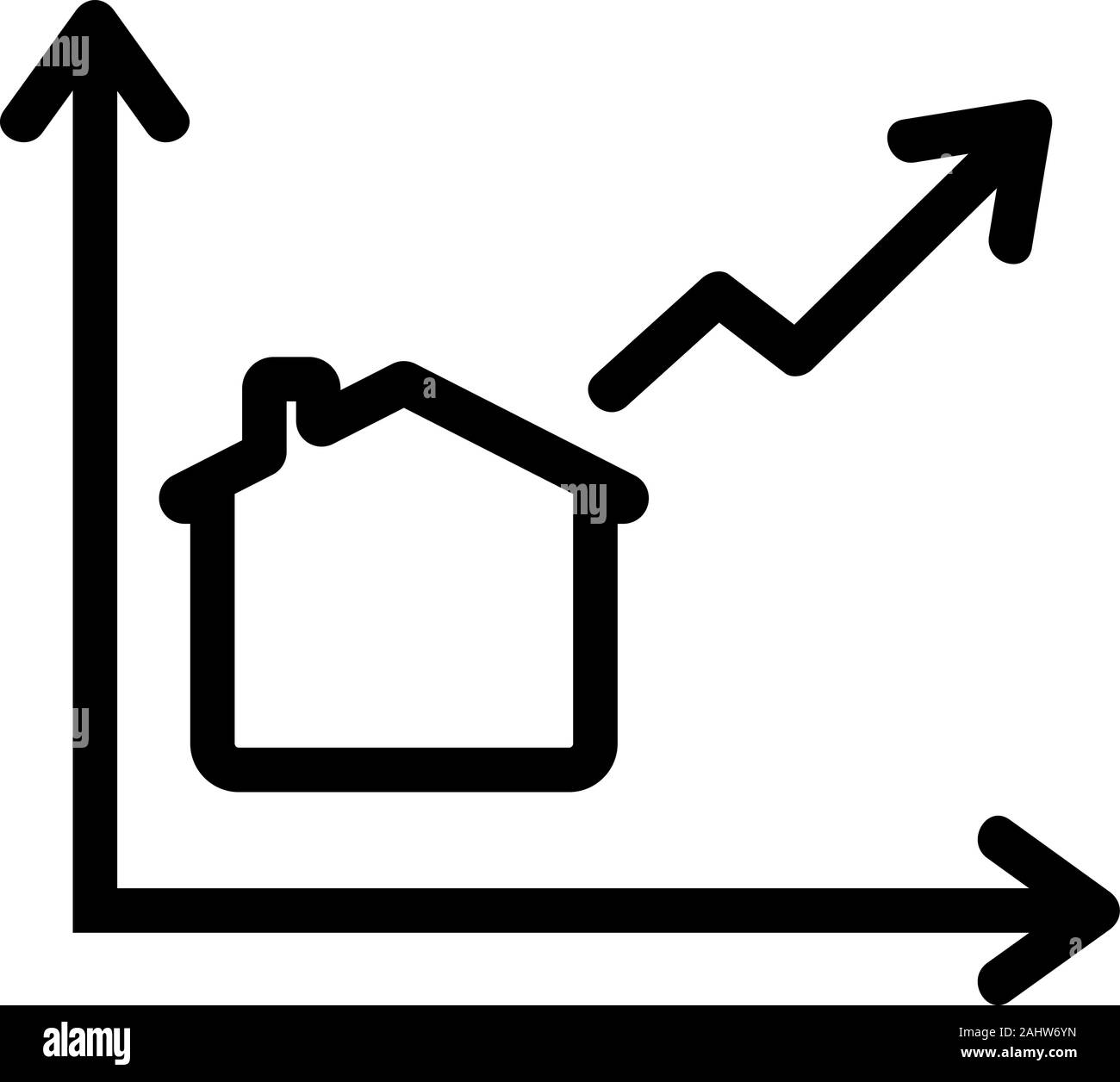 Real estate growth chart is an icon vector. Isolated contour symbol ...