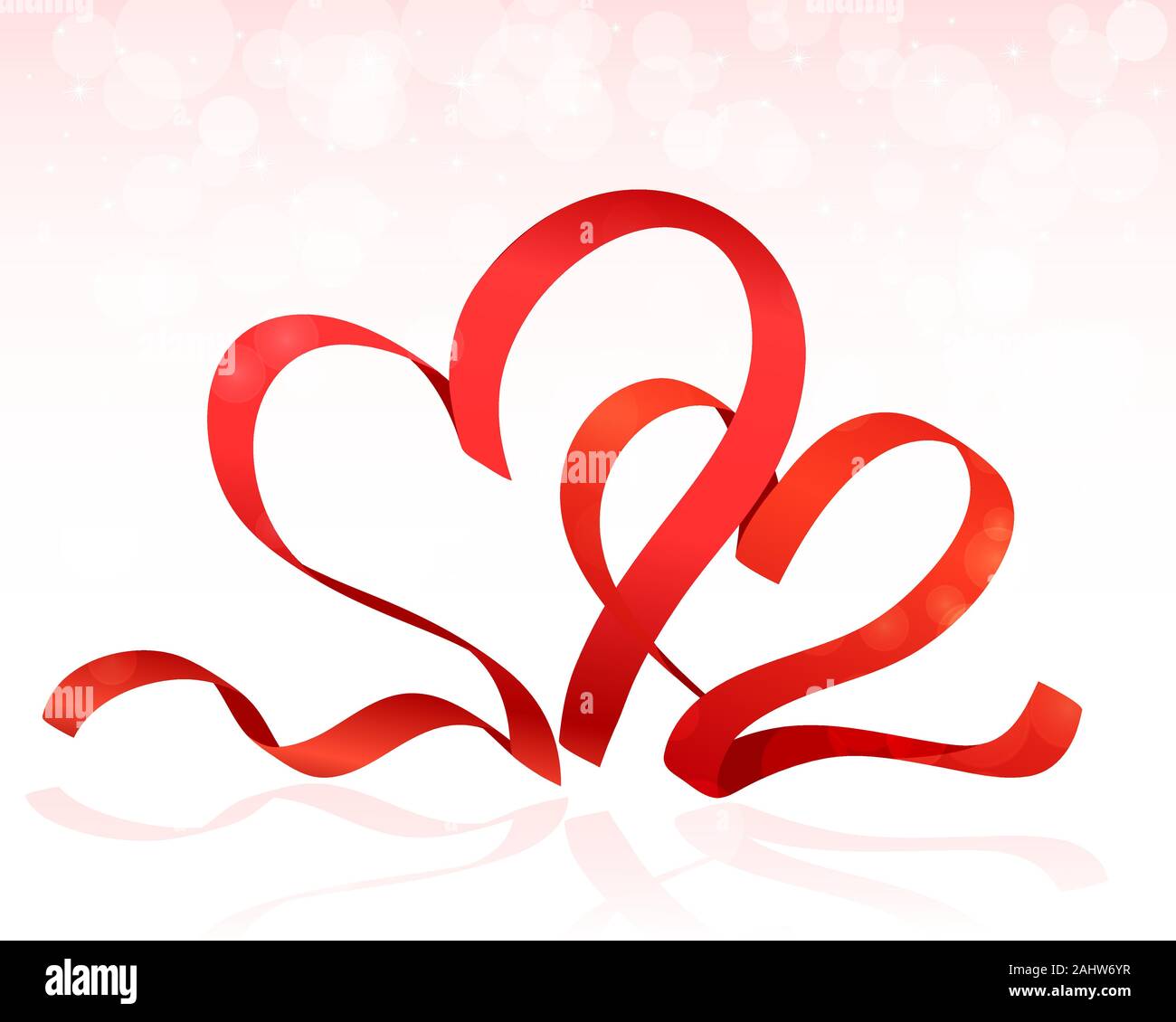 Hearts red ribbon Stock Vector Images - Alamy