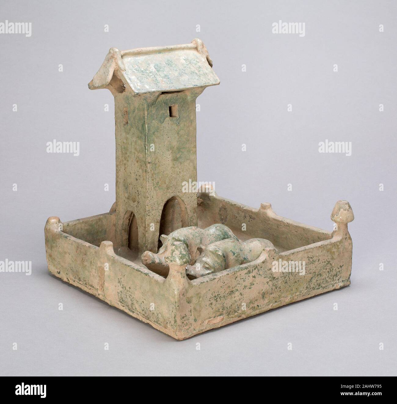 Pigsty with Tower. 25 AD–220 AD. China. Earthenware with green lead ...