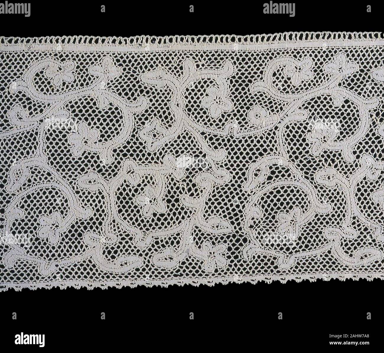 Linen bobbin part lace continuous clothwork tapes hi-res stock ...