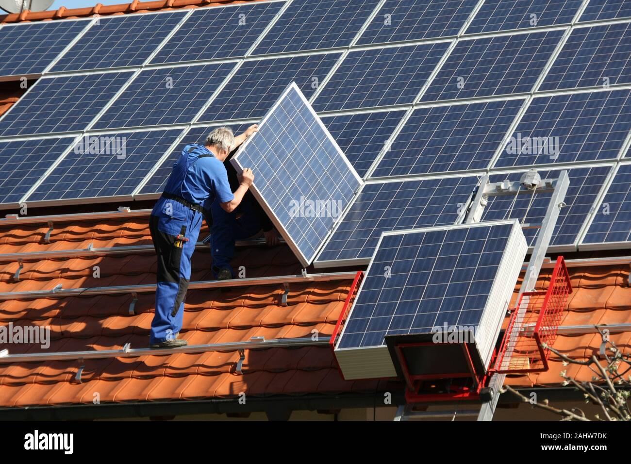 Installation of a new photovoltaic system Stock Photo - Alamy