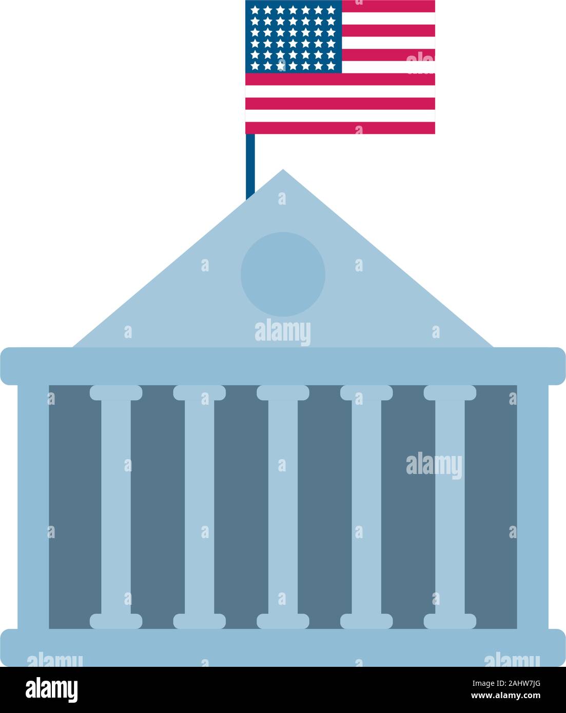 Usa flag over building design, United states america independence labor ...