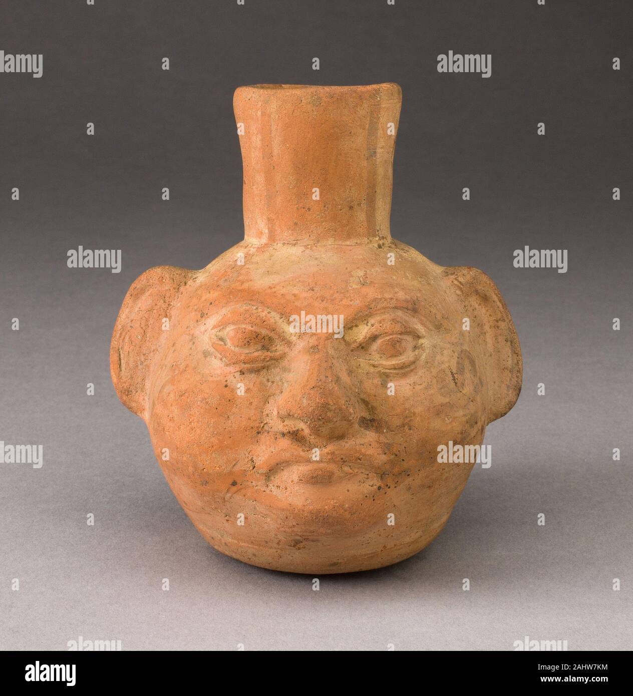 Moche. Miniature Portrait Jar of a Human Head with Face Painting. 100 ...