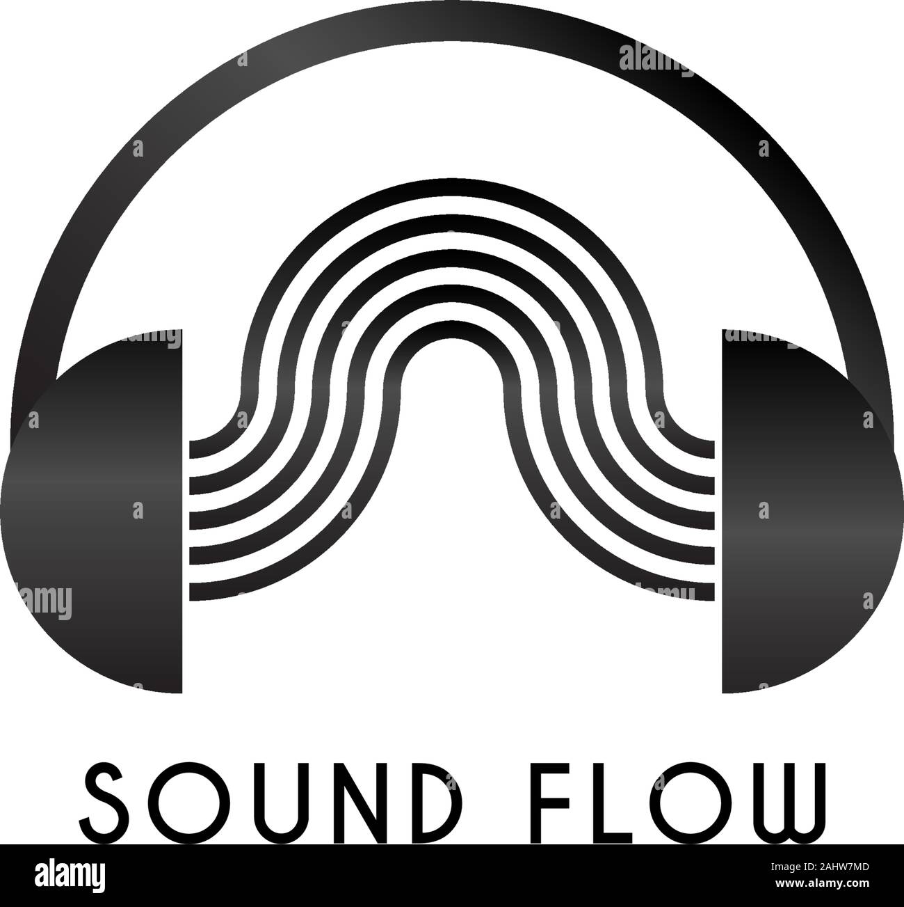 Sound Flow Logo, Headphone & Sound Wave Logo Design Concept, Black and ...