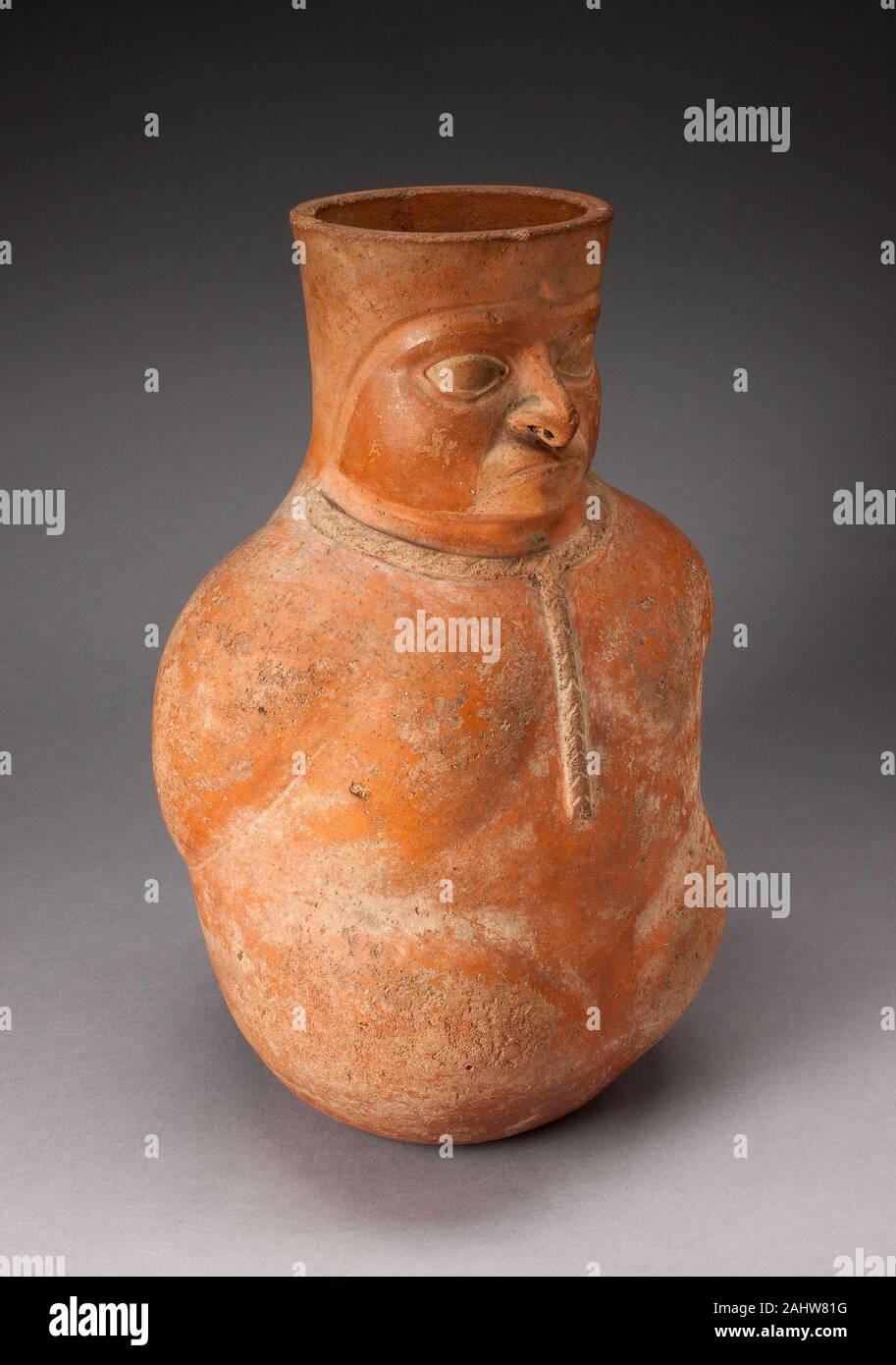 Moche. Jar in the Form of a Captive with Modeled Head, Rope Encircling ...