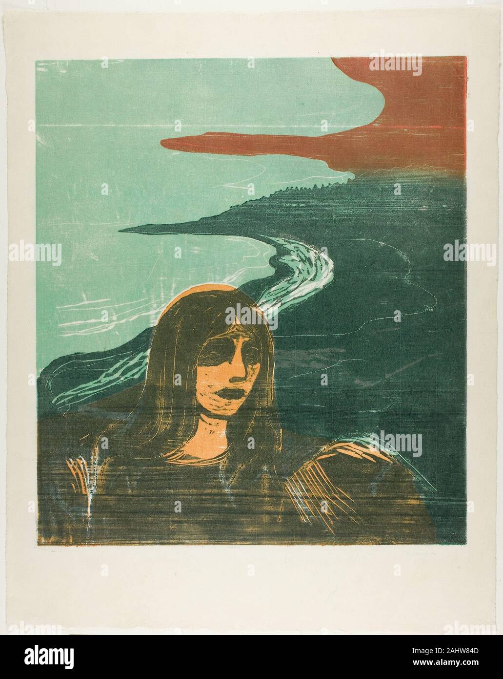 Edvard Munch. Woman's Head against the Shore. 1899. Norway. Woodcut ...