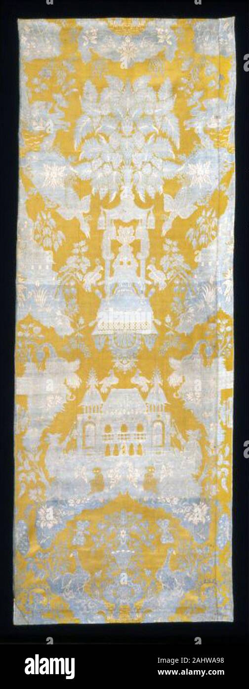 Panel. 1700–1750. France. Silk, warp-float faced satin weave self ...