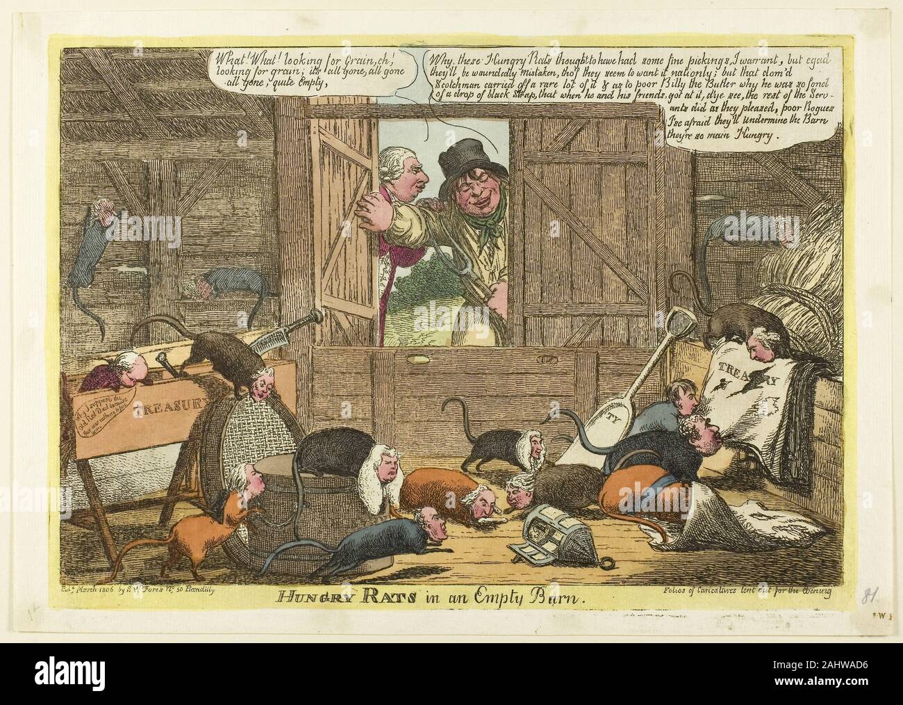Charles Williams. Hungry Rats in an Empty Barn. 1806. England. Hand ...
