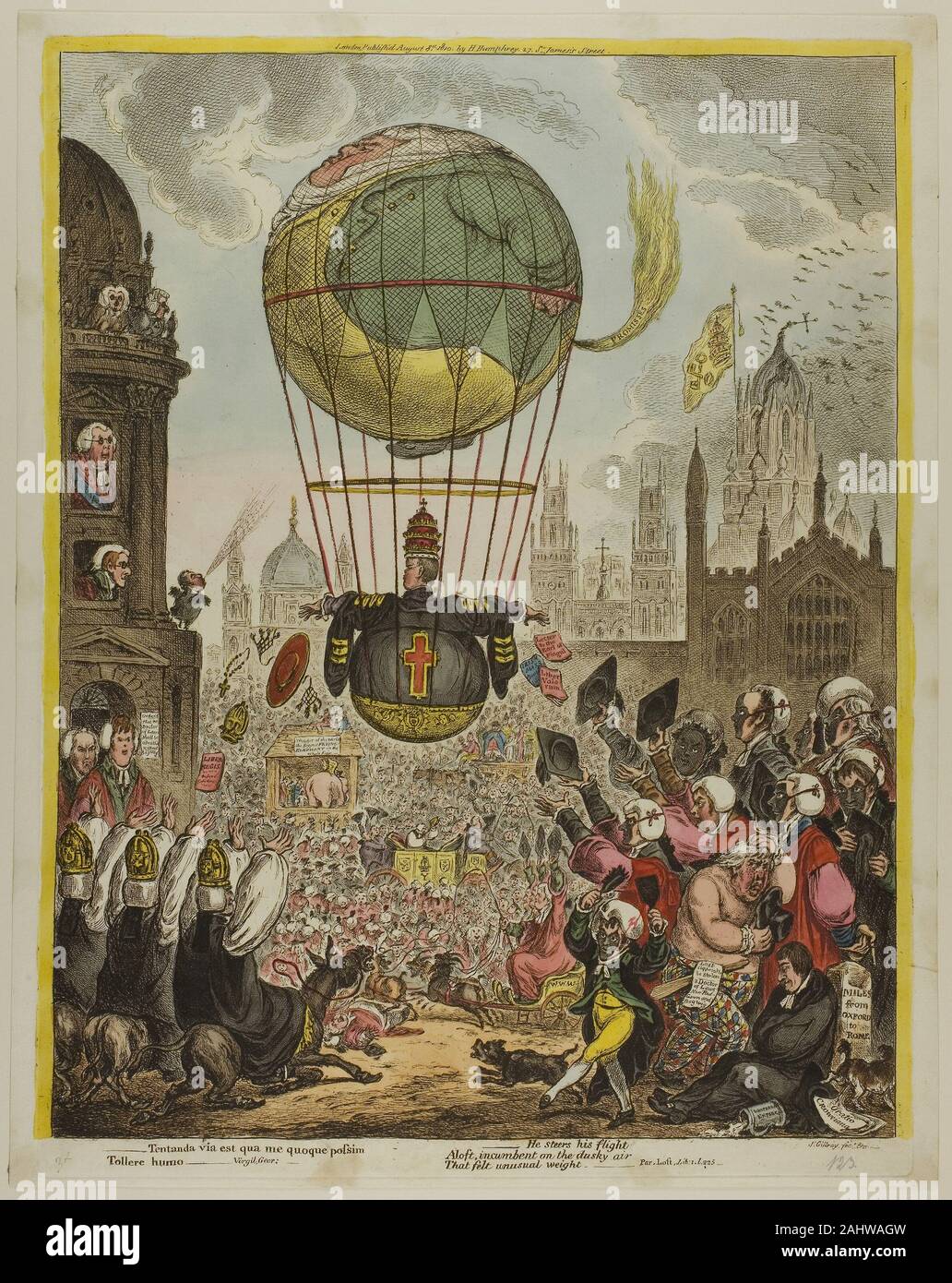James Gillray. He Steers His Flight. 1810. England. Hand-colored ...