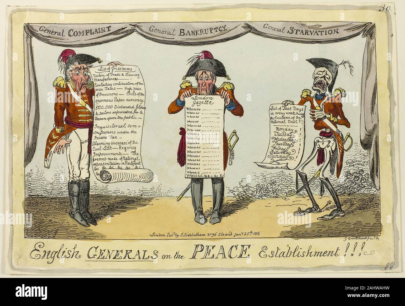 George Cruikshank. English Generals on the Peace Establishment!!!. 1816 ...